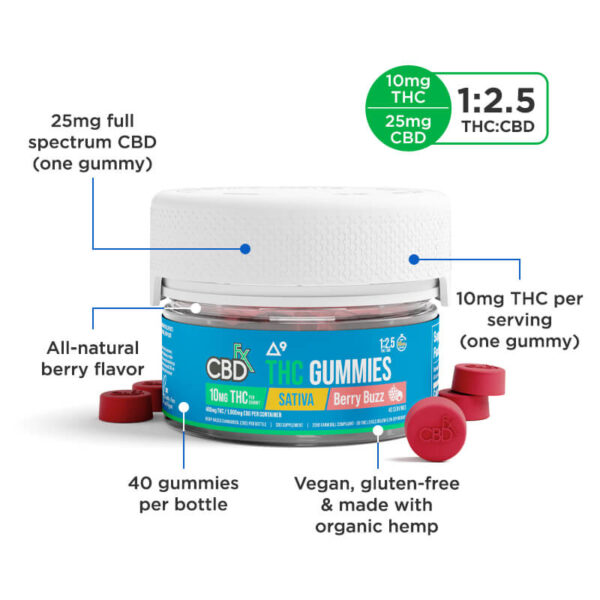 Delta-9 THC Gummies + CBD: Berry Buzz Sativa - CBDfx.com