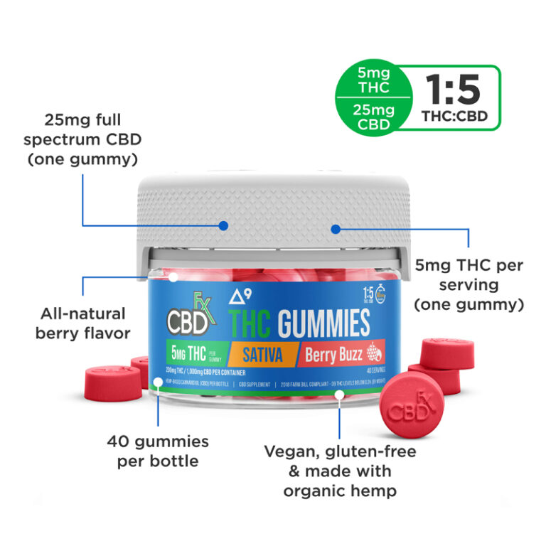 CBD Gummies + THC: Berry Buzz Sativa - CBDfx.com